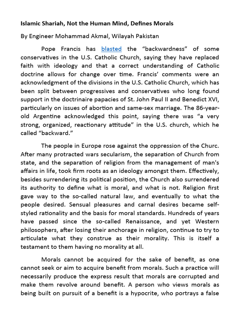 Art230907 Defining Morals En | PDF | Catholic Church | Morality