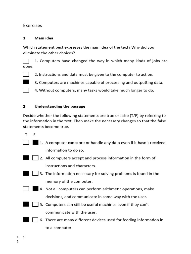 Unit 1 - What Is A Computer - Exercises | PDF | Information | Office ...