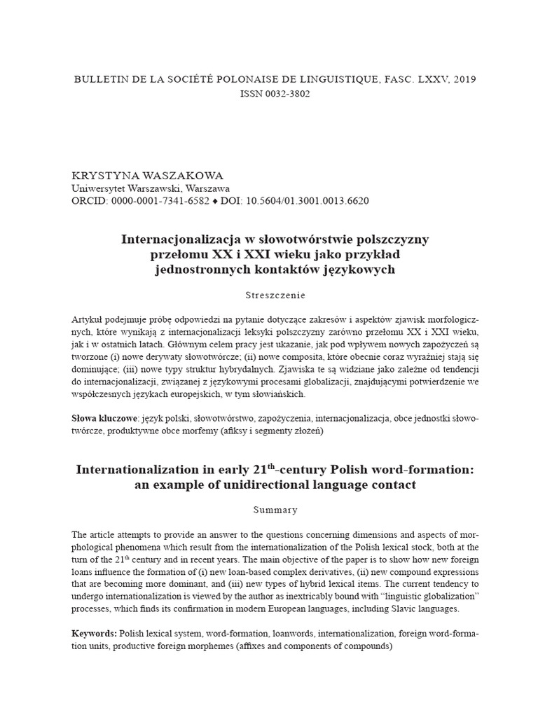 KRYSTYNA WASZAKOWA Internacjonalizacja W | PDF