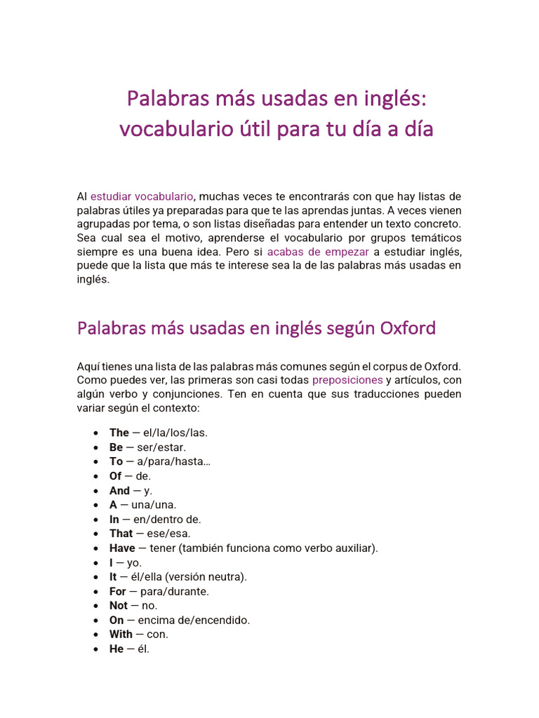 palabras ingles | PDF | Léxico
