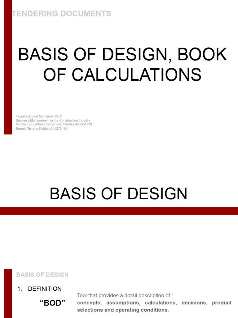 Basis of Design, Book of Calculations | PDF | Design | Engineering