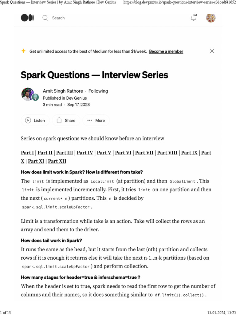 Spark Questions - Interview Series - by Amit Singh Rathore - Dev Genius ... Spark Questions - Interview Series - by Amit Singh Rathore - Dev Genius ...