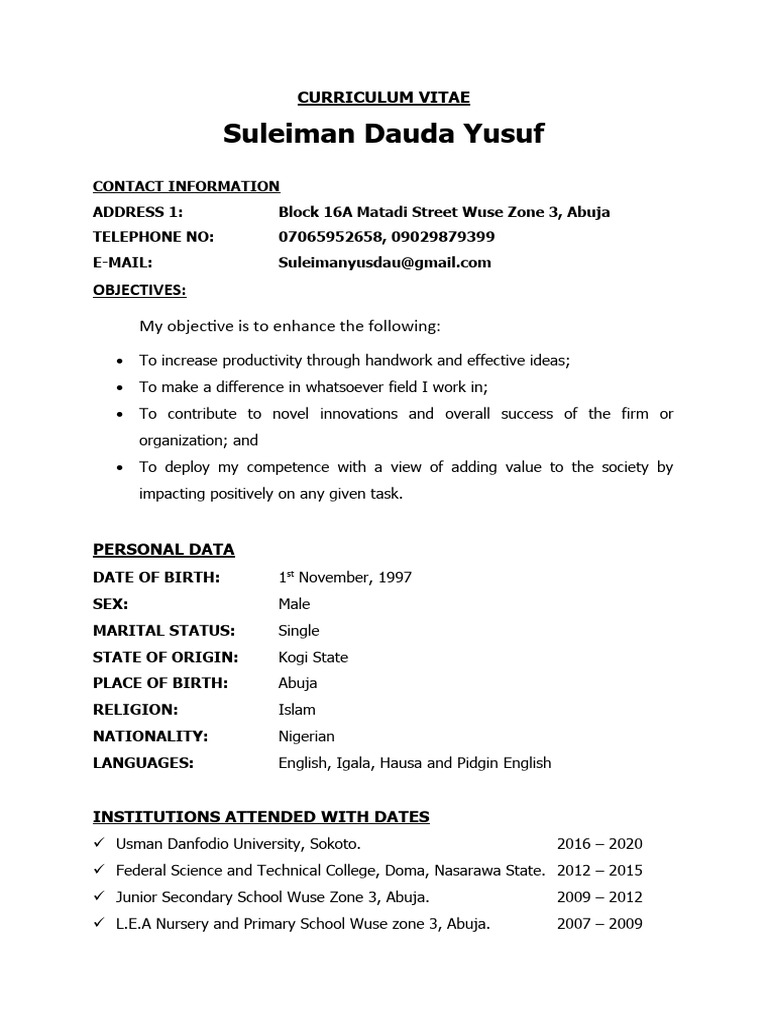 Suleiman Yusuf's CV: Skills & Experience | PDF