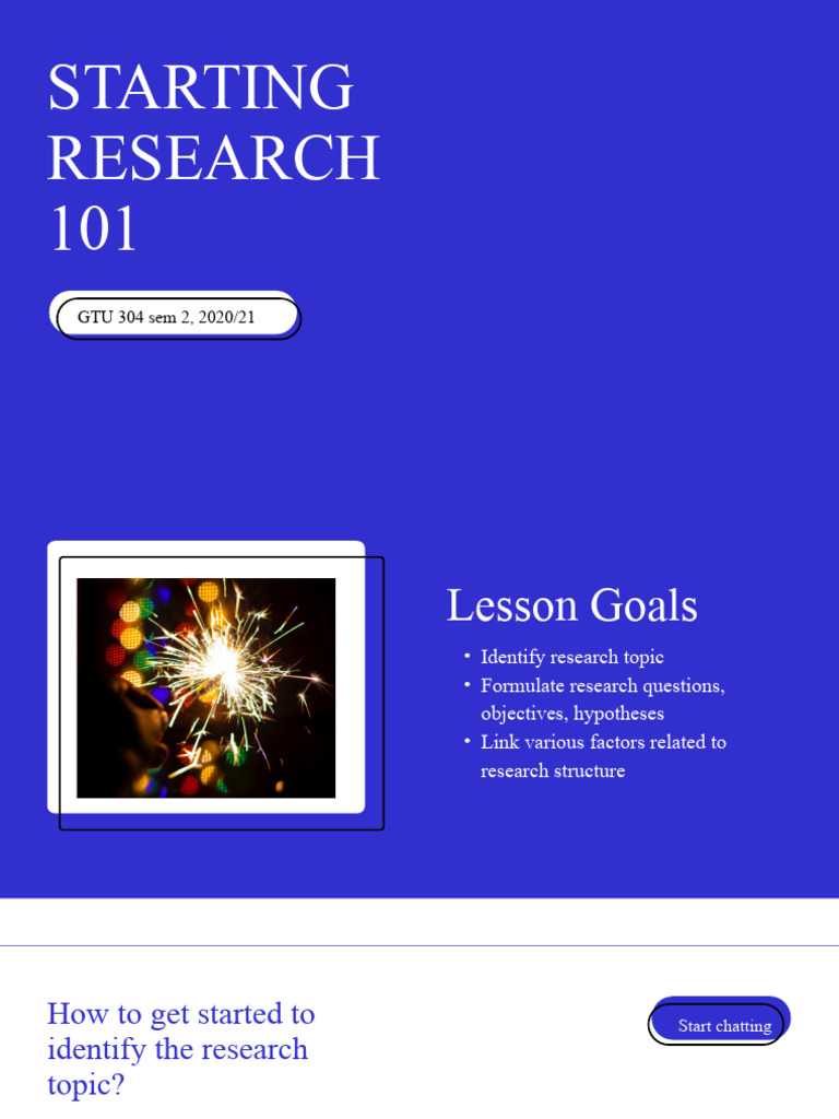 Topic 2 - Starting Research 101 | PDF | Hypothesis | Null Hypothesis