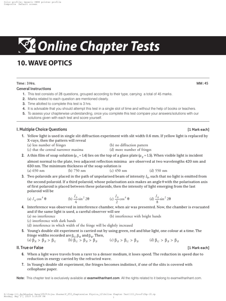 Wave Optics | PDF | Diffraction | Wavelength