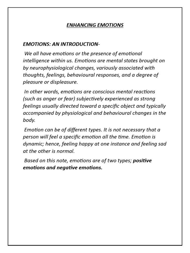 Enhancing Emotions | PDF | Emotions | Feeling