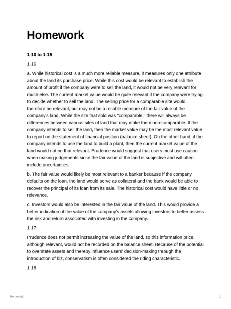 Accounting Unit 1 Homework | PDF | Expense | Fair Value