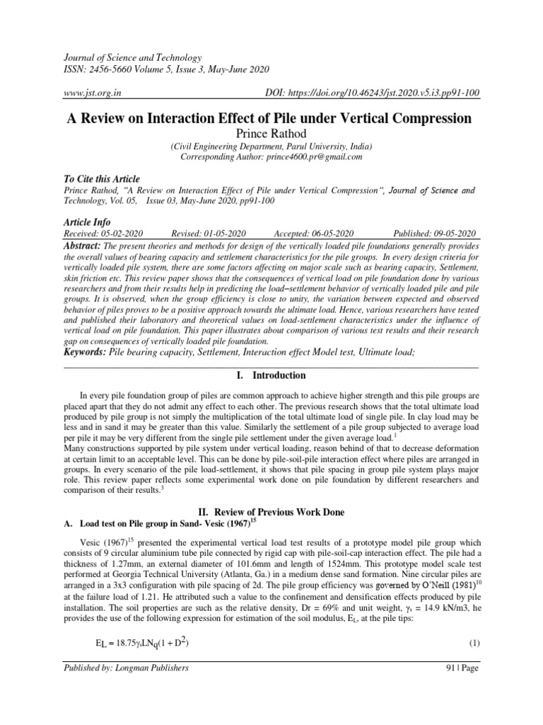 A Review On Interaction Effect of Pile Under Vertical Compression | PDF ...
