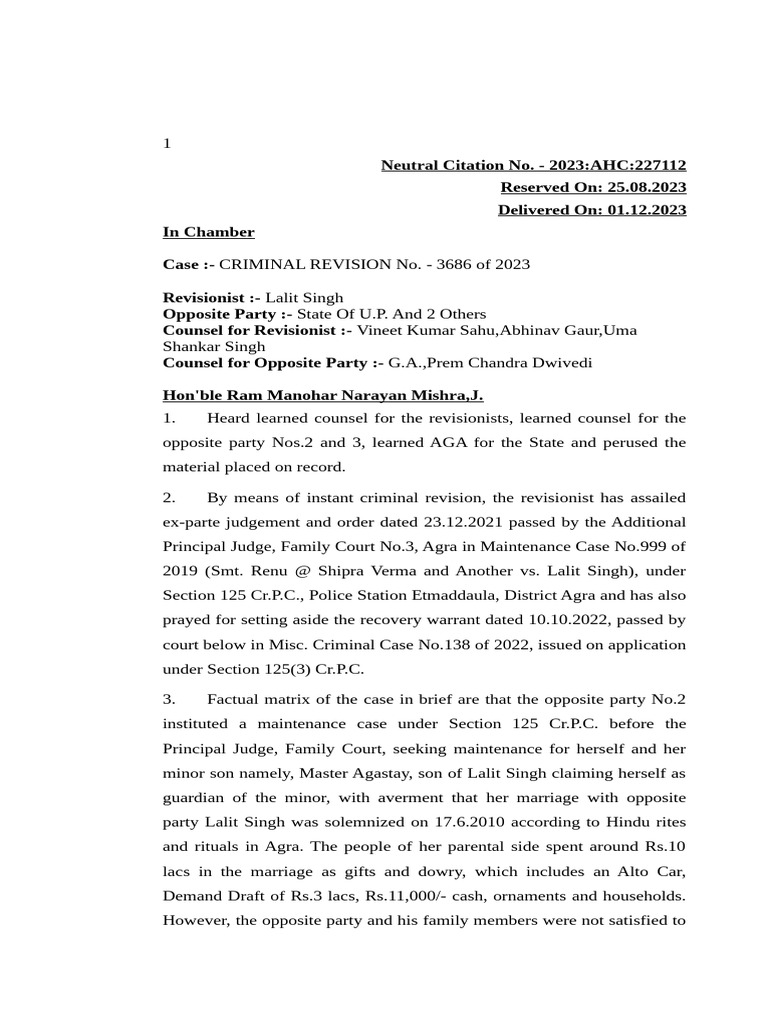 Lalit-Singh-Mode-Of-Service-125-Crpc 2023 | PDF | Judgment (Law) | Mediation