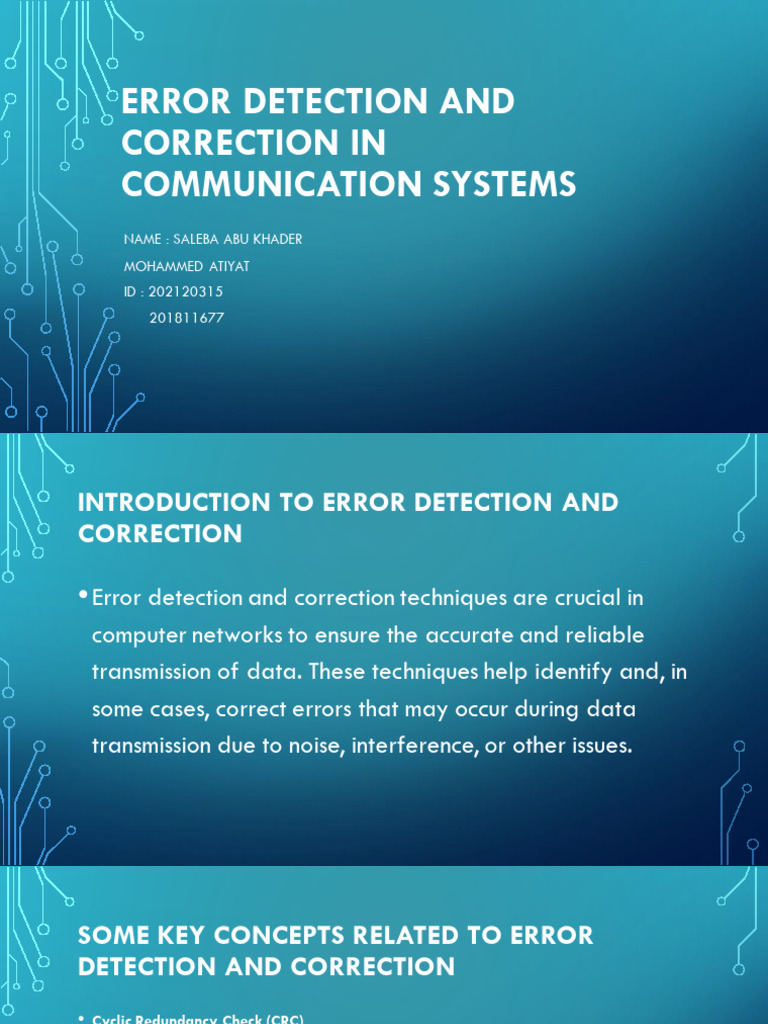 Error Detection and Correction in Communication Systems Project | PDF | Error Detection And ...