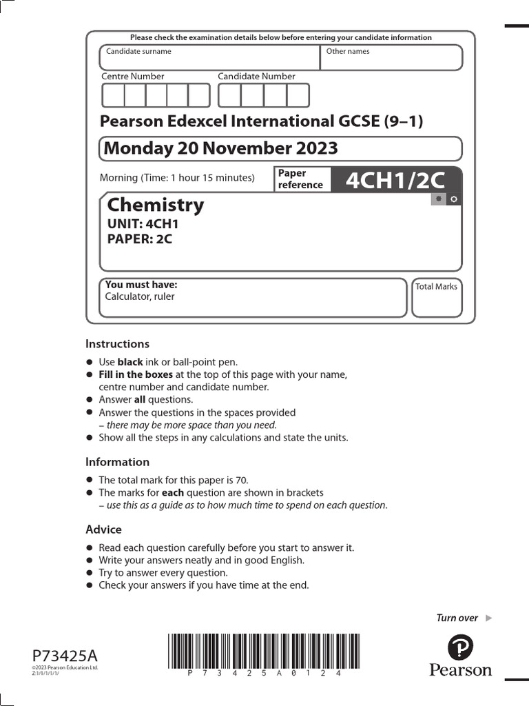 4ch1 2c Que 20231121 | PDF | Periodic Table | Physical Chemistry