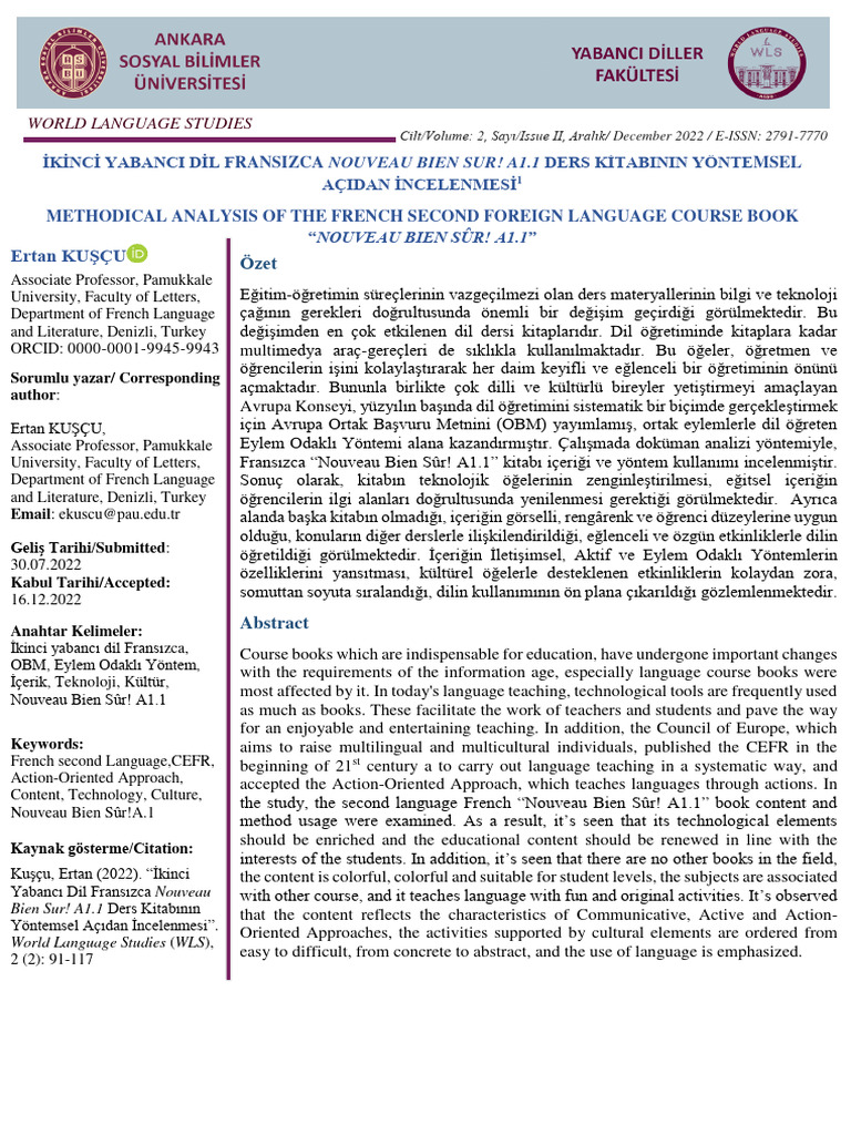 Kinci Yabanc - Dil Frans - Zca Nouveau Bien S - R! A1.1 Ders Kitab - N - N Y - Ntemsel A - Dan ...