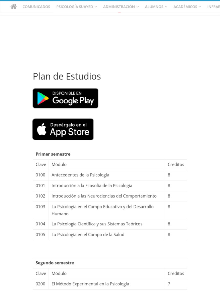 Plan de Estudios - Psicología SUAyED | PDF | Sicología | Psicología clínica