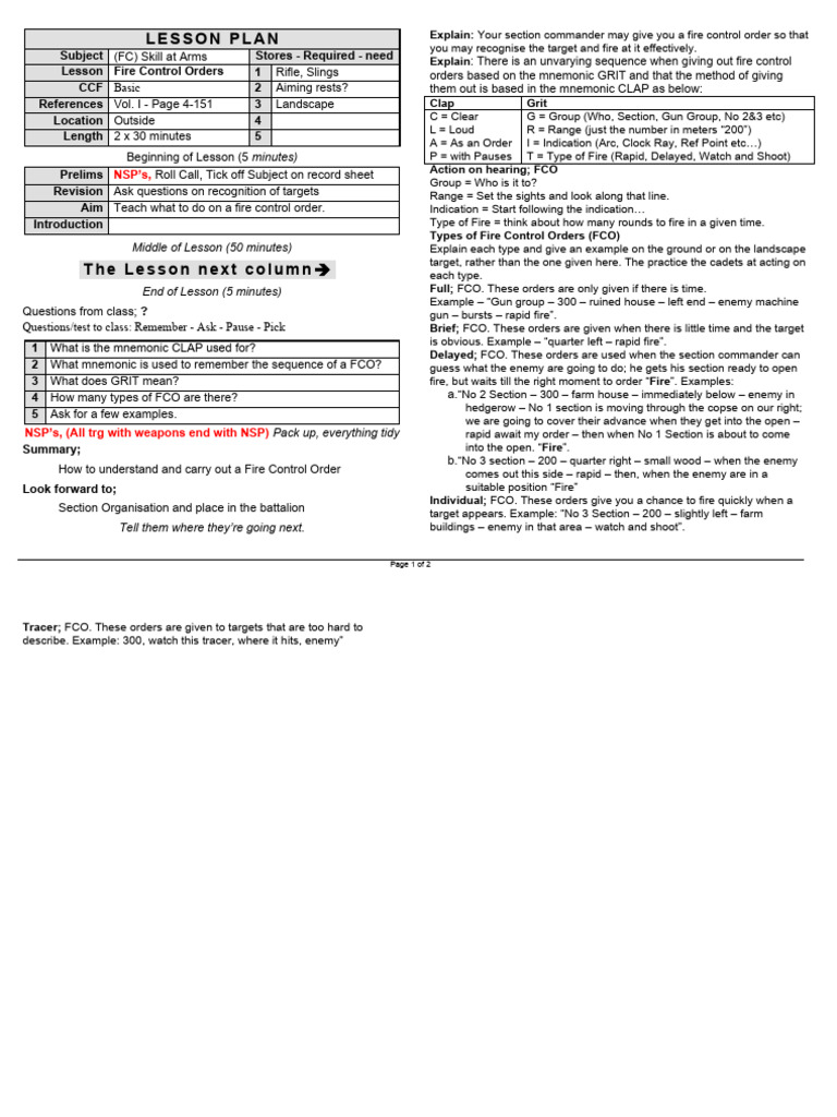 Fire Control Orders | PDF | Fire Control System | Tools