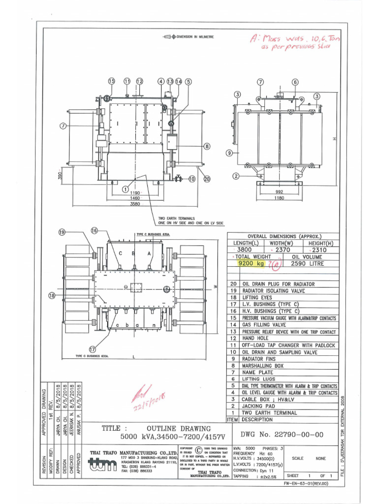 8.2 Power Transformer - Drawings | PDF