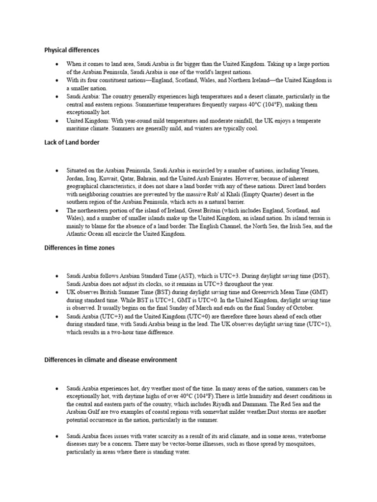 Geographical Differences KSA Vs UK - Updated | PDF | Arabian Peninsula ...