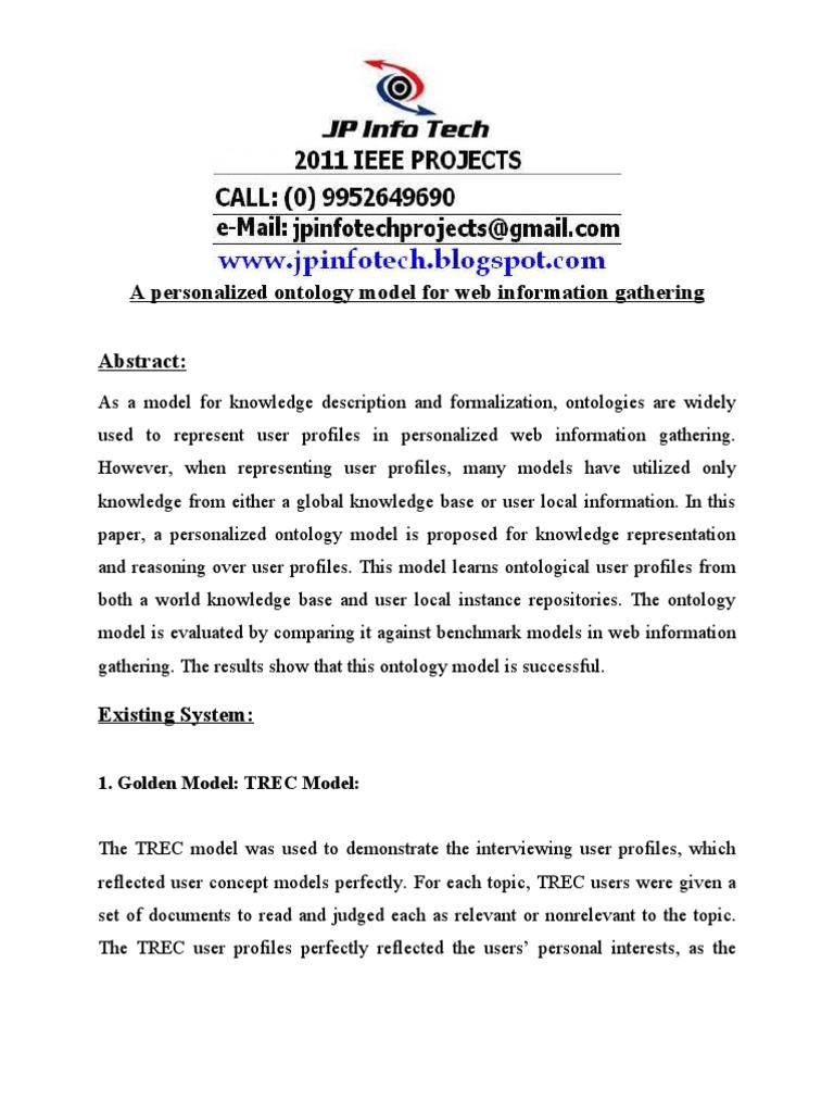 A Personalized Ontology Model For Web Information Gathering | PDF | Ontology (Information ...