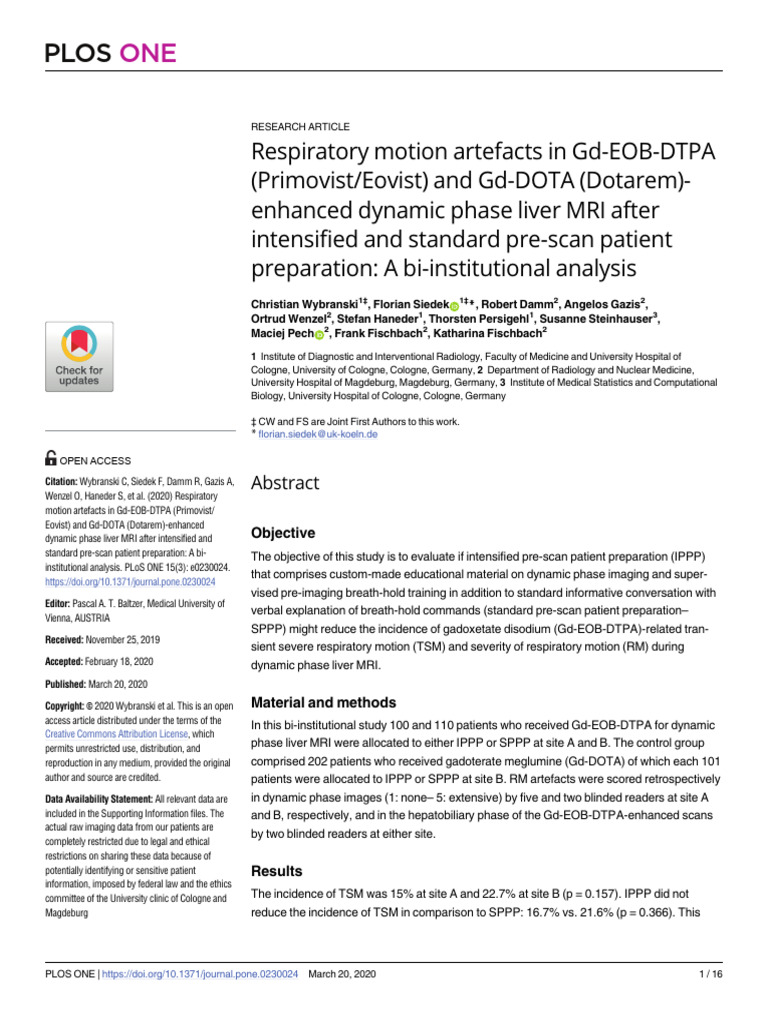 Respiratory Motion Artefacts In Primovist Download Free Pdf Magnetic Resonance Imaging