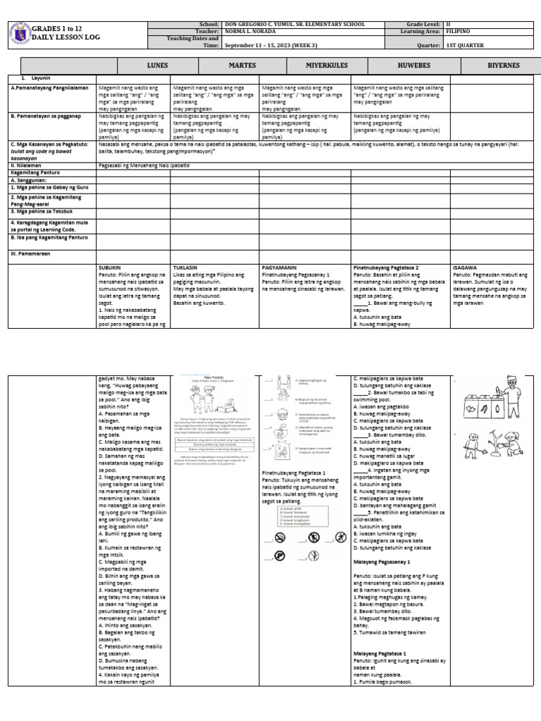 DLL - Filipino 1 - Q1 - W3 | PDF