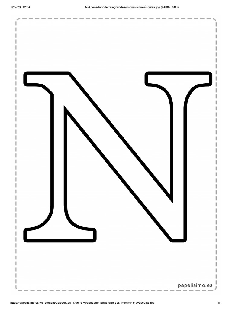 N Abecedario Letras Grandes Imprimir Mayúsculas | PDF