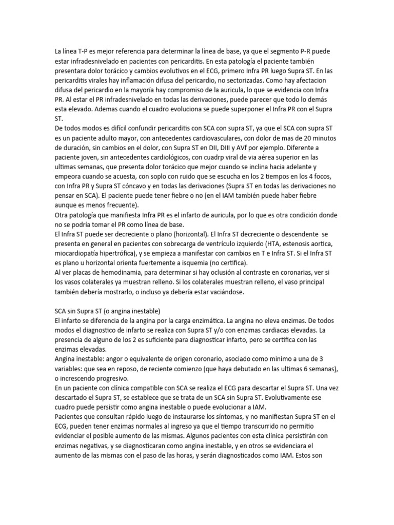 Diagnóstico ECG en Pericarditis y SCA | PDF | Infarto de miocardio | Causas de la muerte
