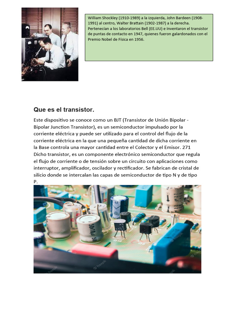 Transistor: Tipos, Uso y Funcionamiento | PDF