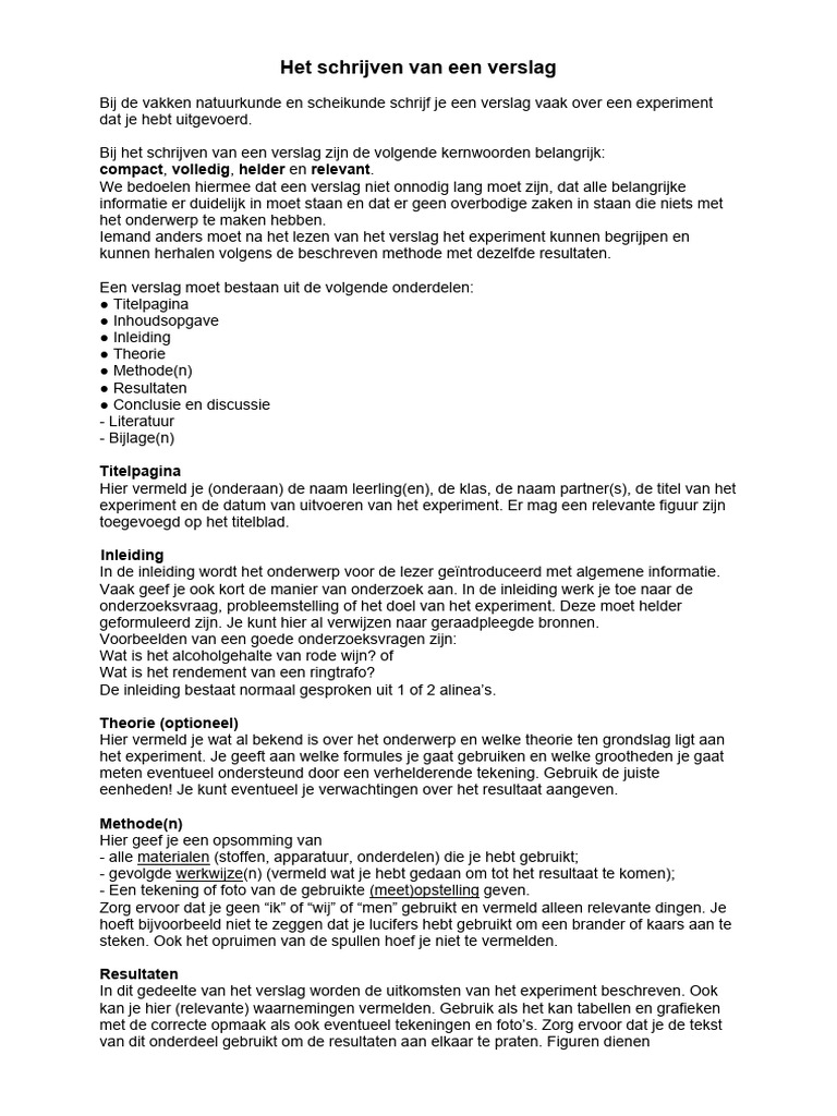 Verslag NaSk - Richtlijnen Voor Het Schrijven | PDF