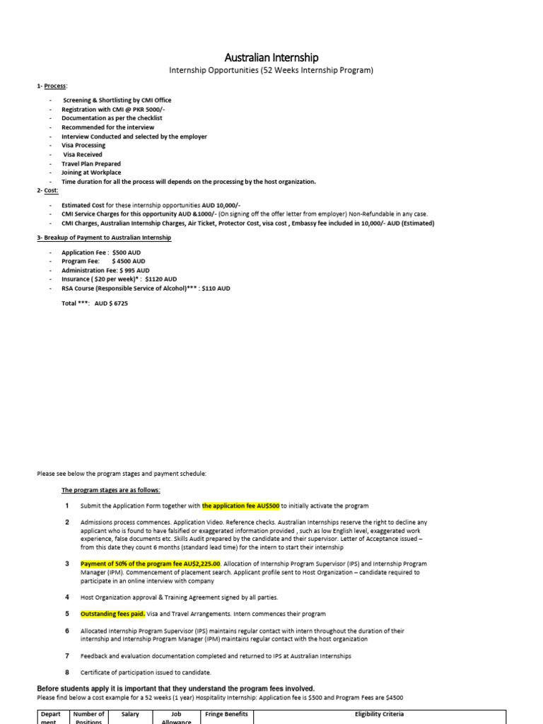 Australian Internship | PDF | Internship | Job Hunting