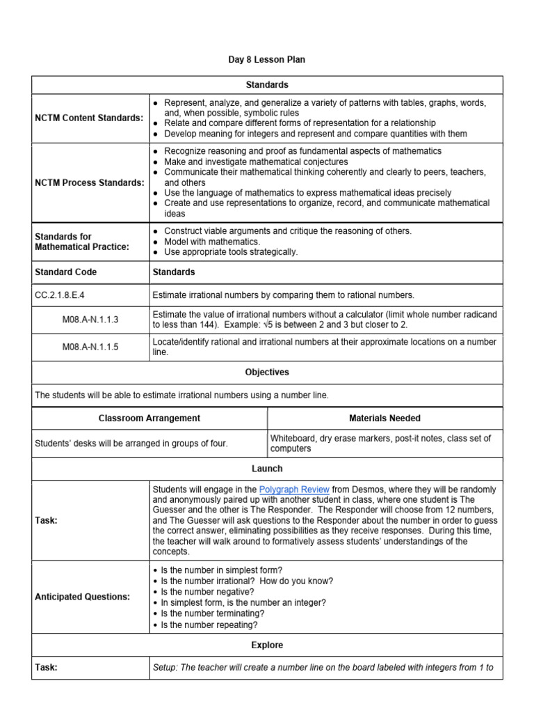 day 8 detailed individual lesson plan | PDF | Mathematics | Numbers