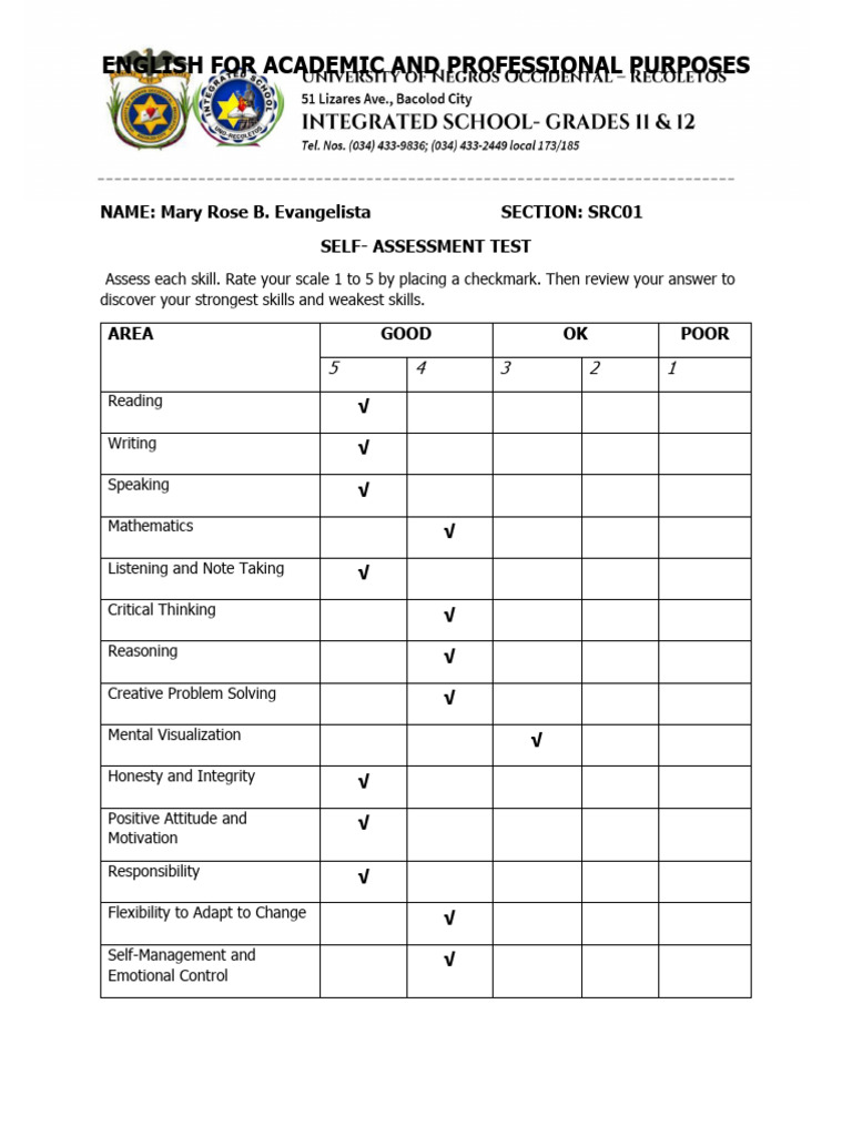 Self Assessment Test | PDF