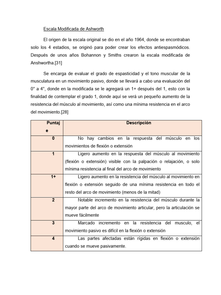 Escala Modificada de Ashworth | PDF | Anatomía humana | Sistema nervioso