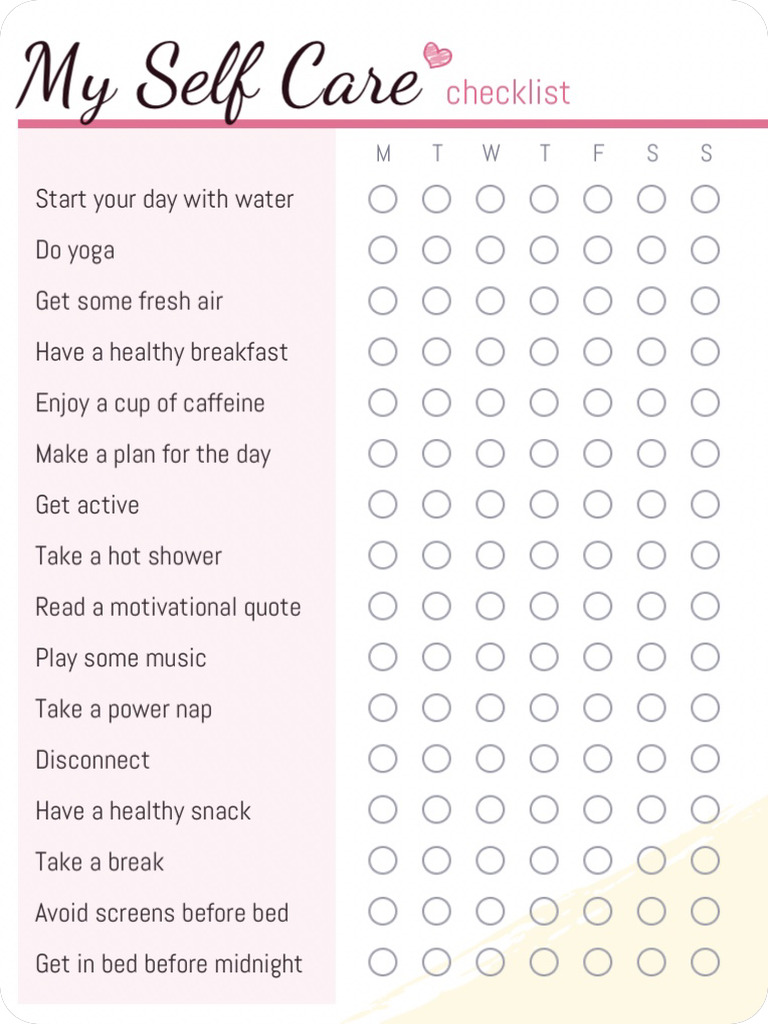 Self Care Plan | PDF