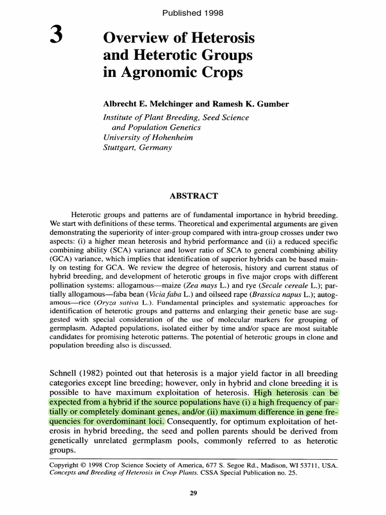 Melchinger and Gumber, 1998 | PDF | Plant Breeding | Hybrid (Biology)