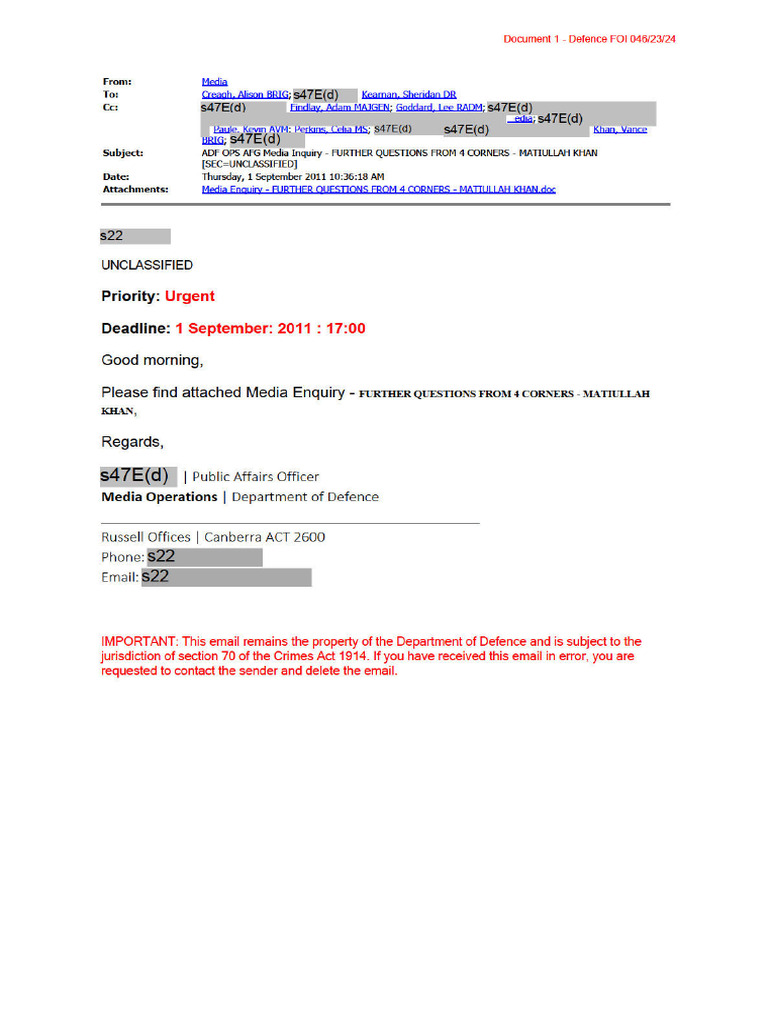Defence FOI 046 2324 - Documents | PDF | Australian Defence Force ...