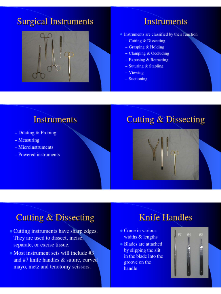 Surgical Instruments Slides | Download Free PDF | Blade | Surgical Suture Surgical Instruments Slides | Download Free PDF | Blade | Surgical Suture