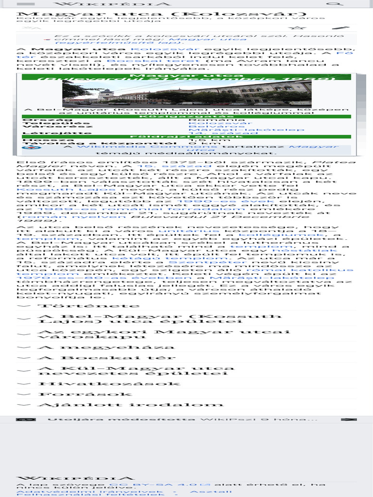 Magyar Utca (Kolozsvár) - Wikipédia | PDF