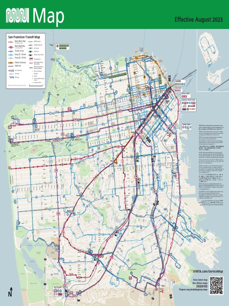Sfmta Muni System Map 08 2023 Multilang | PDF | San Francisco Bay Area ...