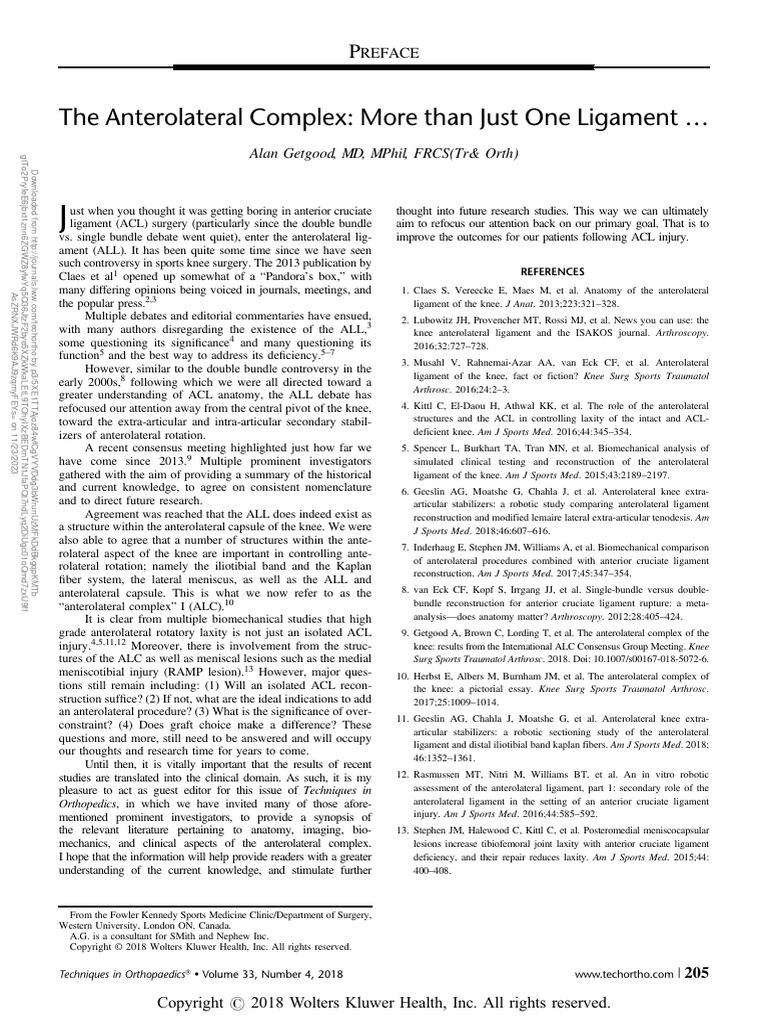 The Anterolateral Complex More Than Just One.1 | PDF | Knee | Lower ...