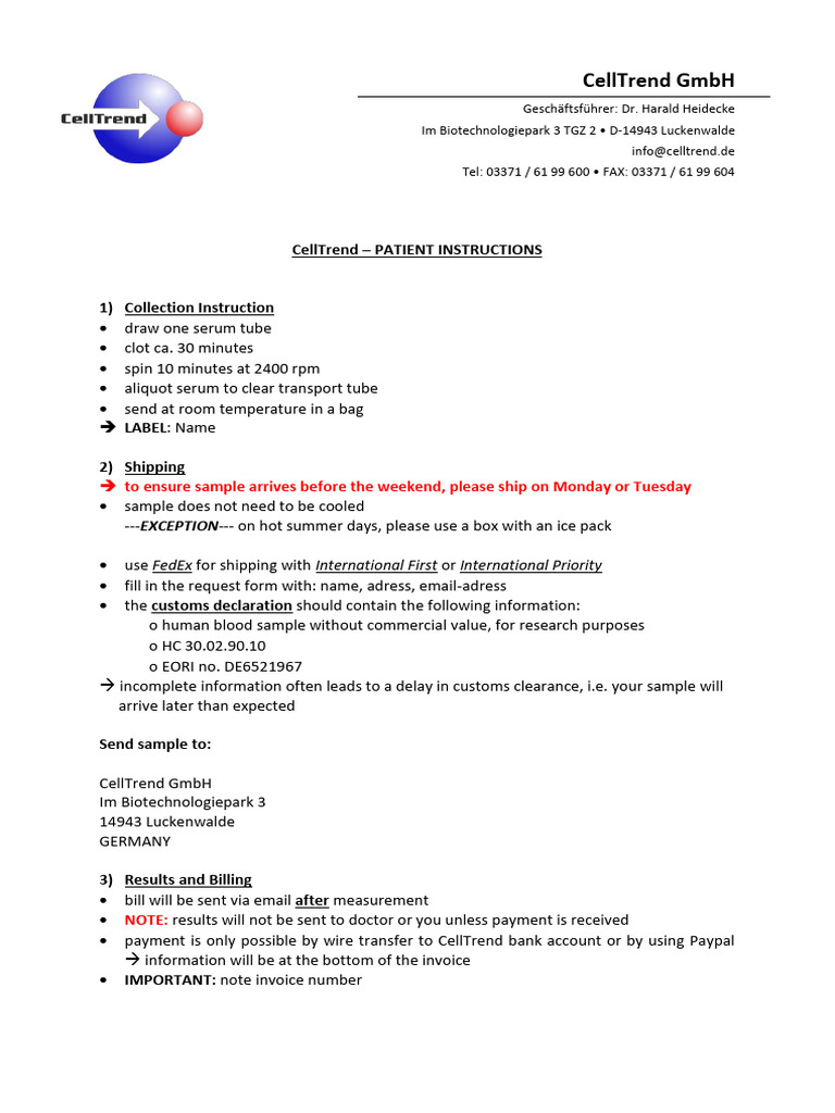 Patient Instructions | PDF