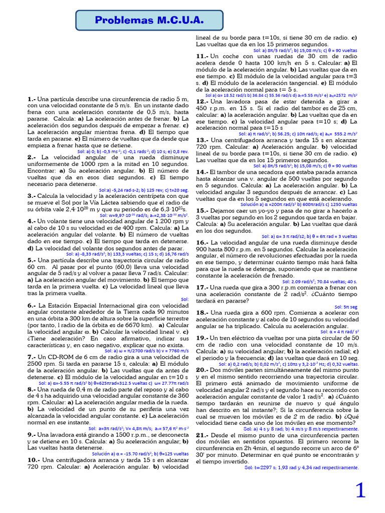 Prob MCUA | PDF | Aceleración | Velocidad