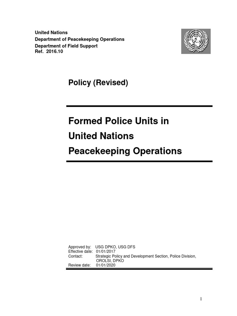 UN Formed Police Units Policy 2017 | PDF | Finance & Money Management ...