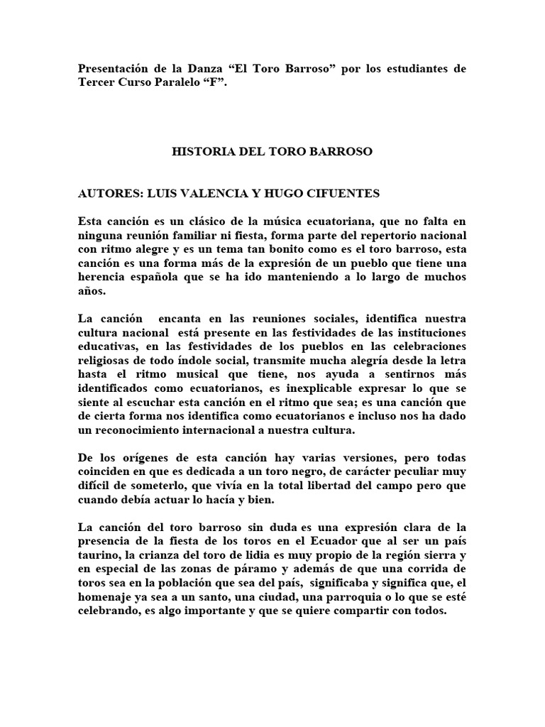 Historia Del Toro Barroso | PDF