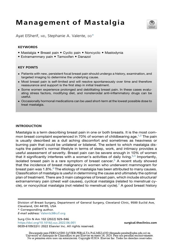 Management of Mastalgia+++ | PDF | Breast Cancer | Bra