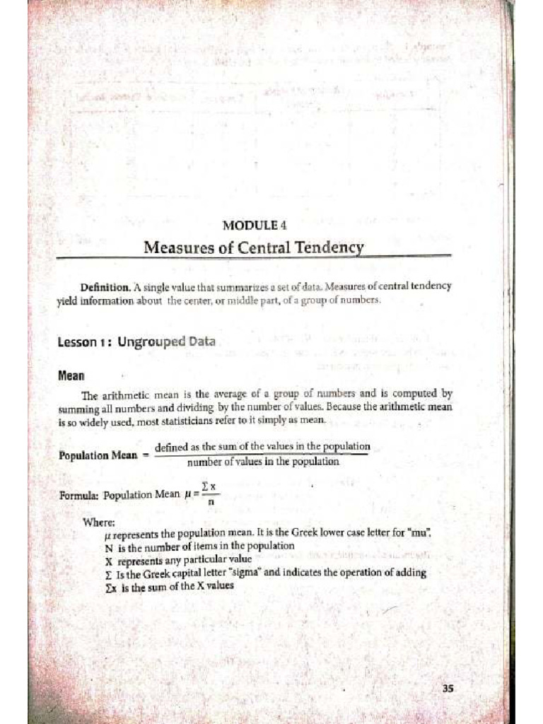 Mod 4 Measures of Central Tendency | PDF