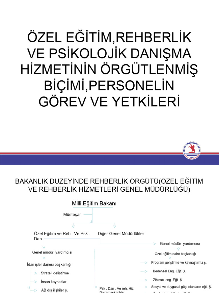 Ozel Egitim Rehberlik Ve Psikolojik Danişma Orgut Semasi Ve Gorev ...