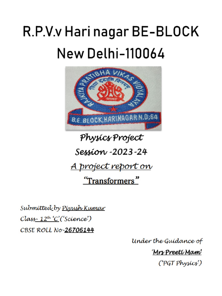 Physics Project File 12330 | PDF