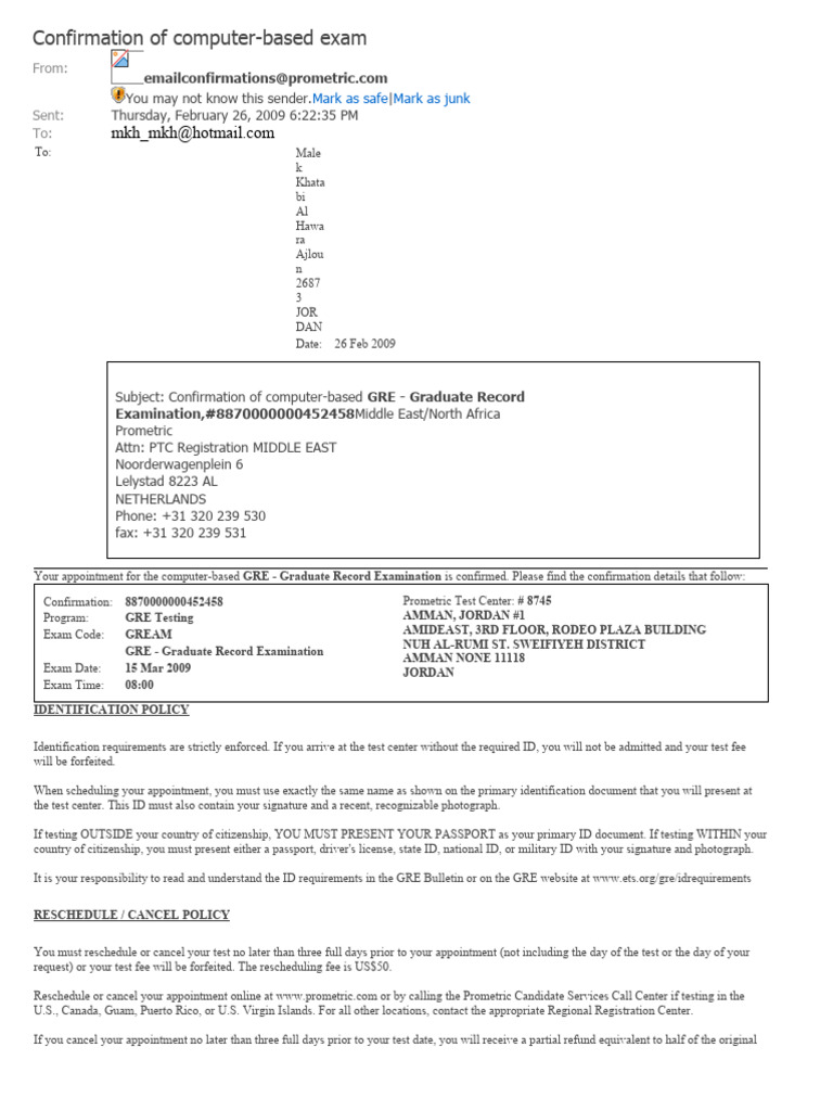 Confirmation | PDF | Graduate Record Examinations | Government And Personhood