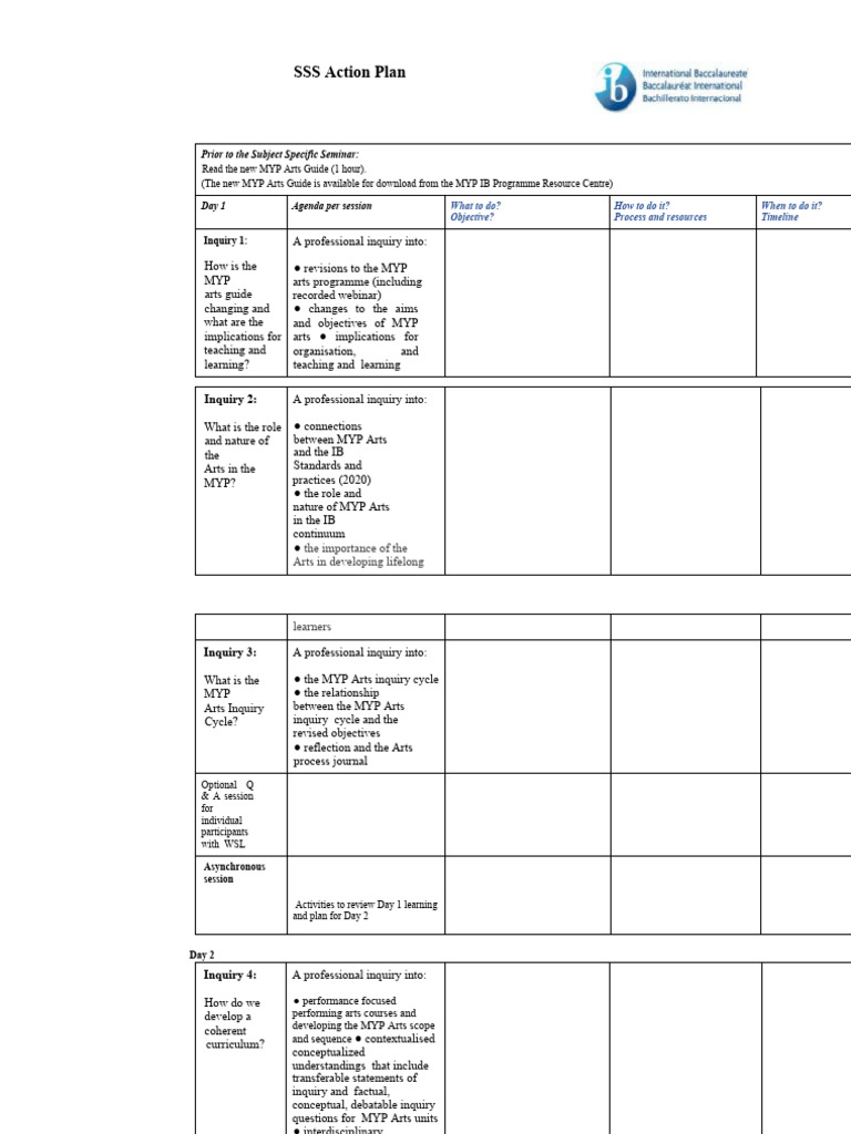 SSS Action plan | PDF | Educational Assessment | Cognitive Science