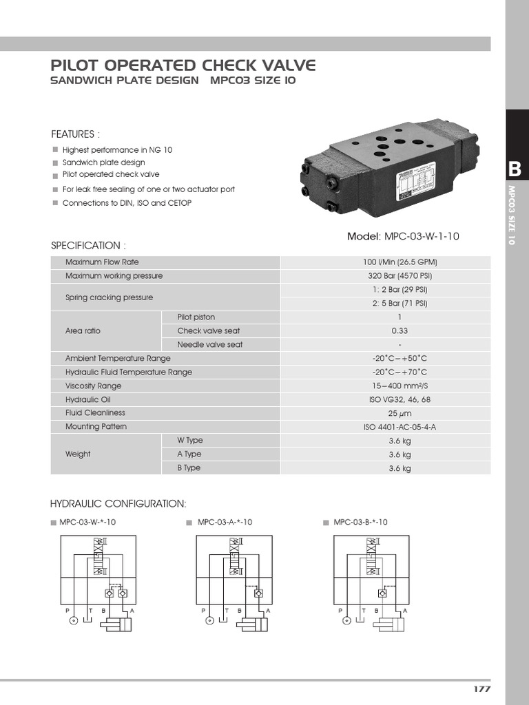 MPC 03 Pilot Operated Check Valve | PDF | Valve | Hydraulics
