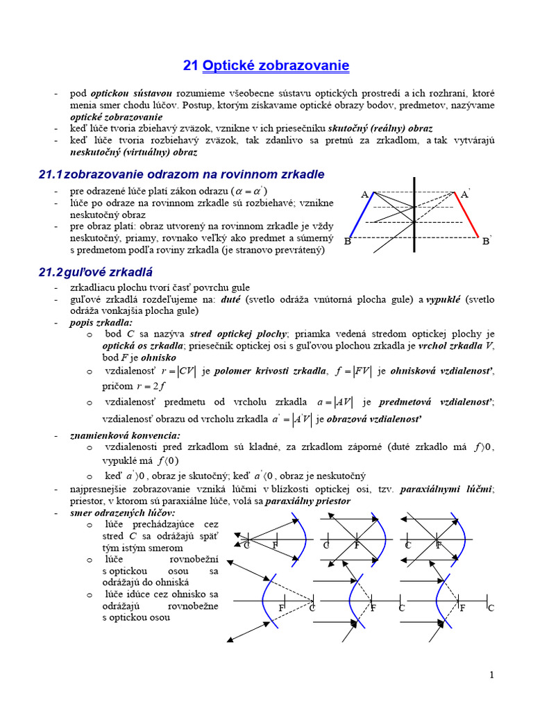 Opticke Zobrazovanie | PDF